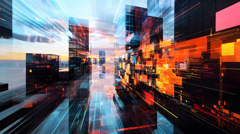 Rendering of a Digital Economy Being Shaped Stock Illustration ...