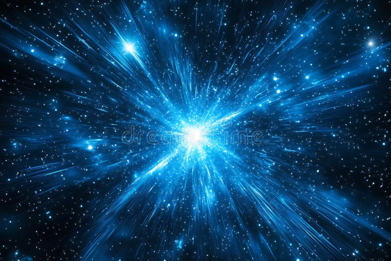 Abstract Blue Space Explosion with Stars and Light Rays for Digital Art ...