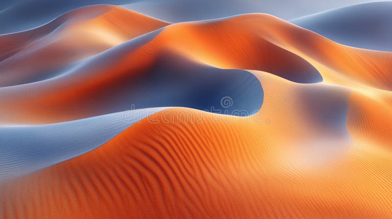 Abstract Rendering of Sand Dunes with Orange and Blue Gradient Color ...