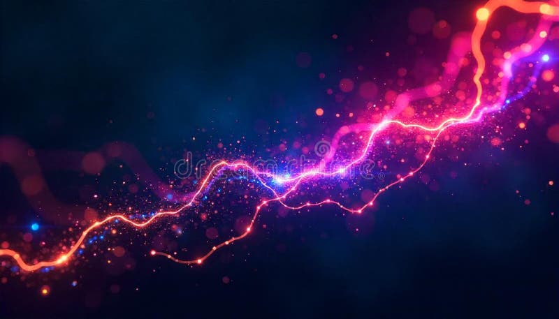 Dynamic Electric Current Design with Vibrant Colors on Dark Background ...