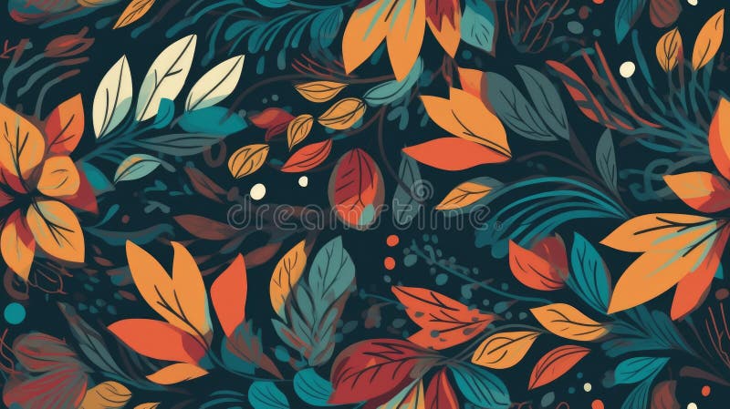 Abstract Repeating Background of Flowers and Leaves Stock Illustration ...