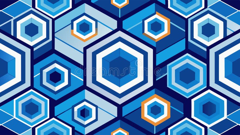 Abstract Repeating Hexagonal Shape on Blue and White Background Stock ...