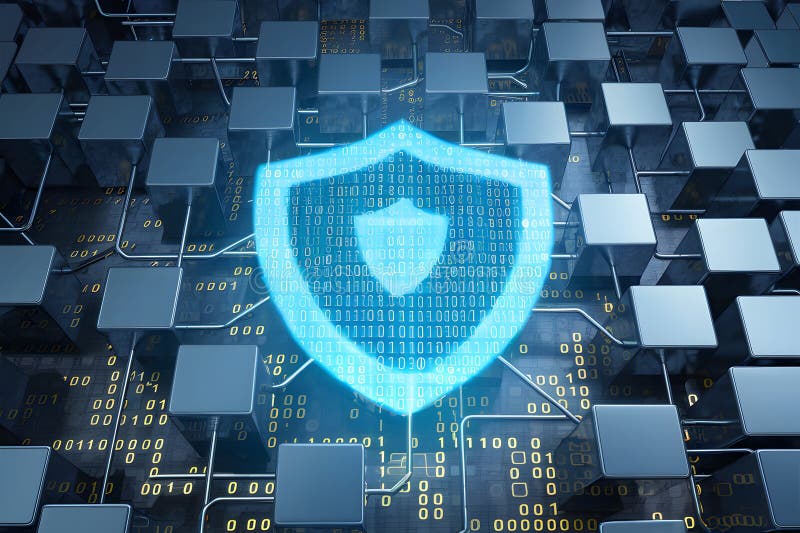 Abstract Representation of Advanced Cybersecurity with Illuminated Cubes and Binary Code ...