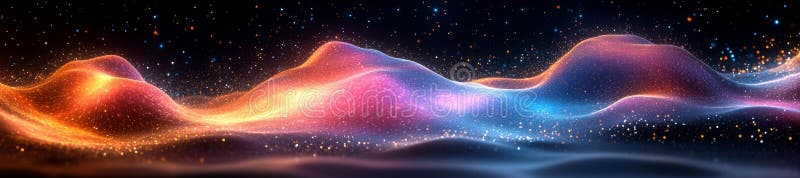 Abstract Representation Of Ai Algorithms Visualized As Colorful Flowing Waves With Data Points