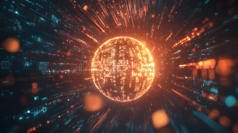 An Abstract Representation of AI As a Glowing Light-filled Orb Stock ...