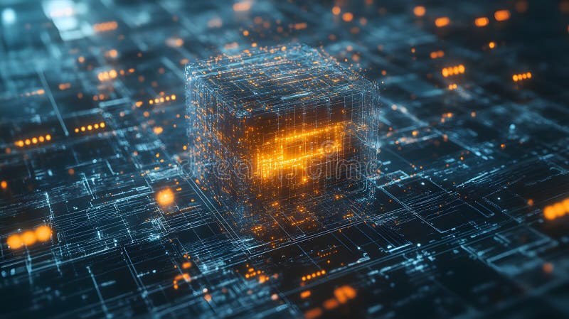 An Abstract Representation of AI As a Glowing Quantum Computer Stock Illustration - Illustration ...