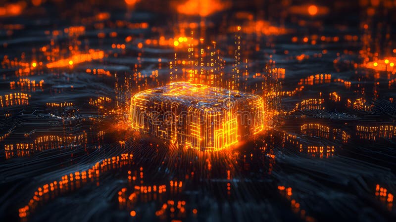 An Abstract Representation of AI As a Glowing Quantum Computer Stock Illustration - Illustration ...