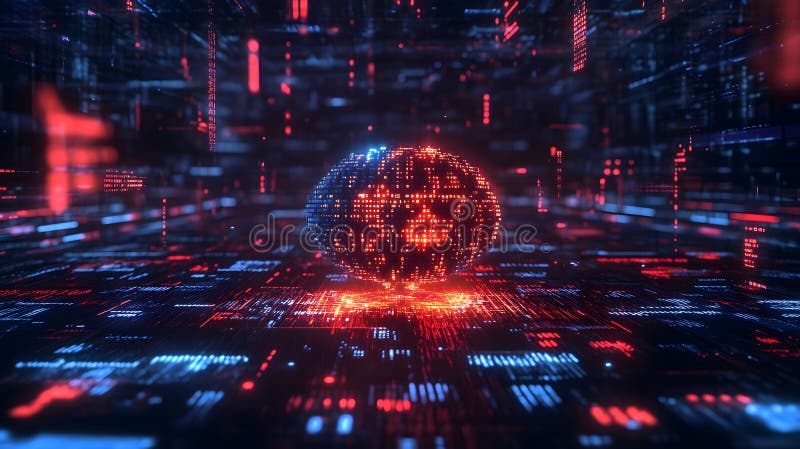 An Abstract Representation Of Ai As A Glowing Quantum Computer Stock