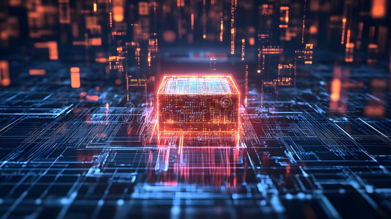 An Abstract Representation of AI As a Glowing Quantum Computer Stock Illustration - Illustration ...