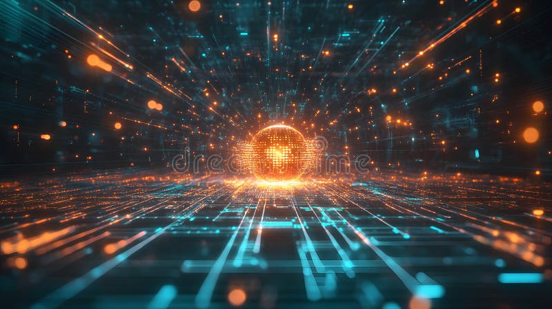 An Abstract Representation of AI As a Glowing Quantum Computer Stock ...