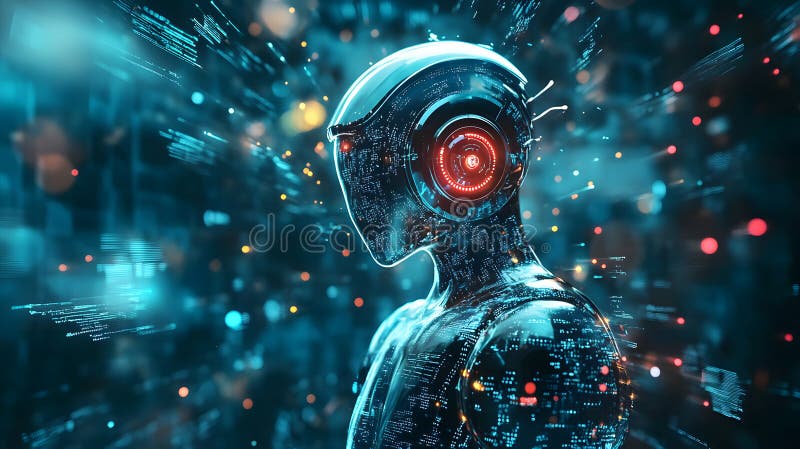 An Abstract Representation of AI As a Glowing Robot Stock Illustration - Illustration of glowing ...