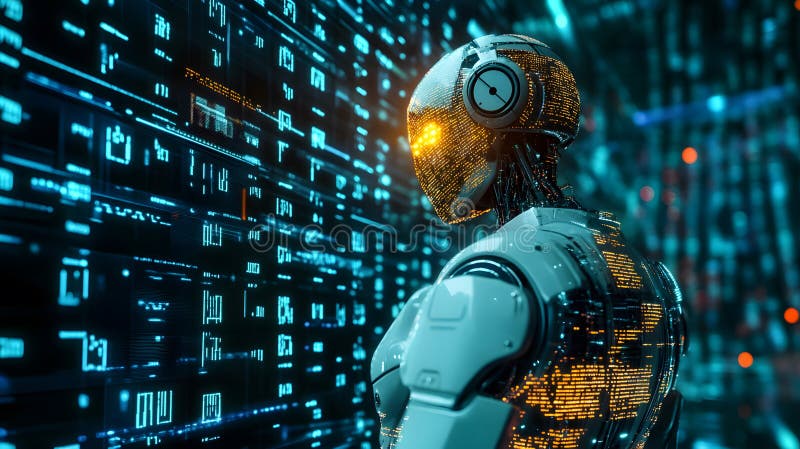 An Abstract Representation of AI As a Glowing Robot Stock Illustration ...