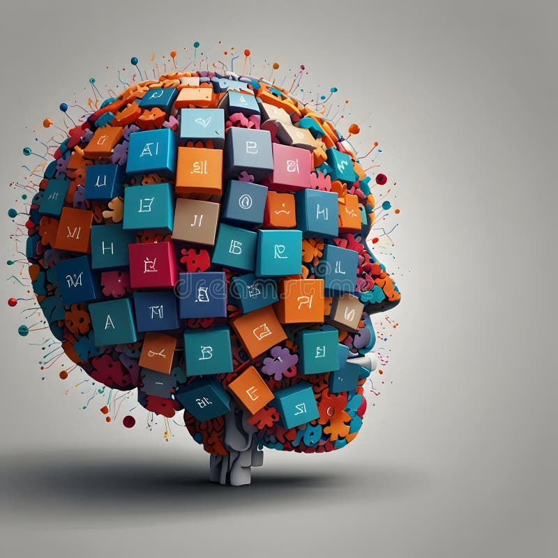 Colorful Cubes Forming Human Head AI Brain Artificial Intelligence ...