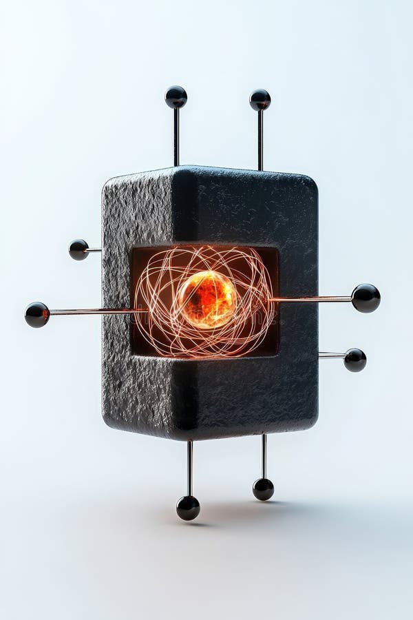 Abstract Representation of an Atom with Energetic Particles Surrounding ...