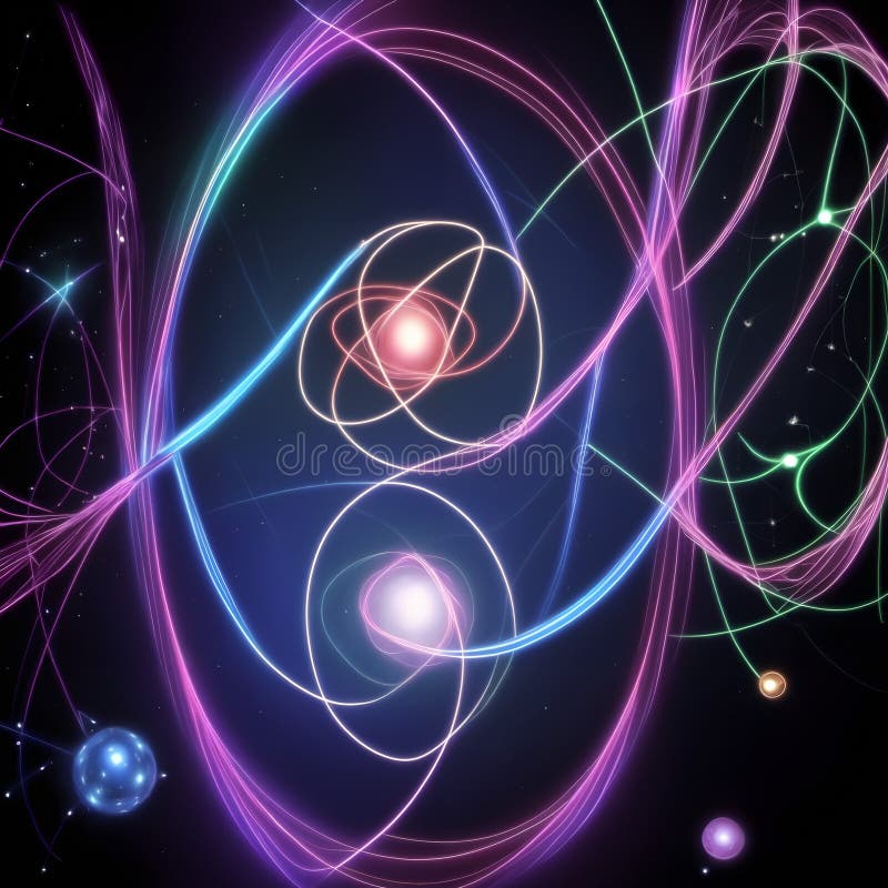 Quantum Particle Dynamics in Neon Energy Web Stock Illustration ...