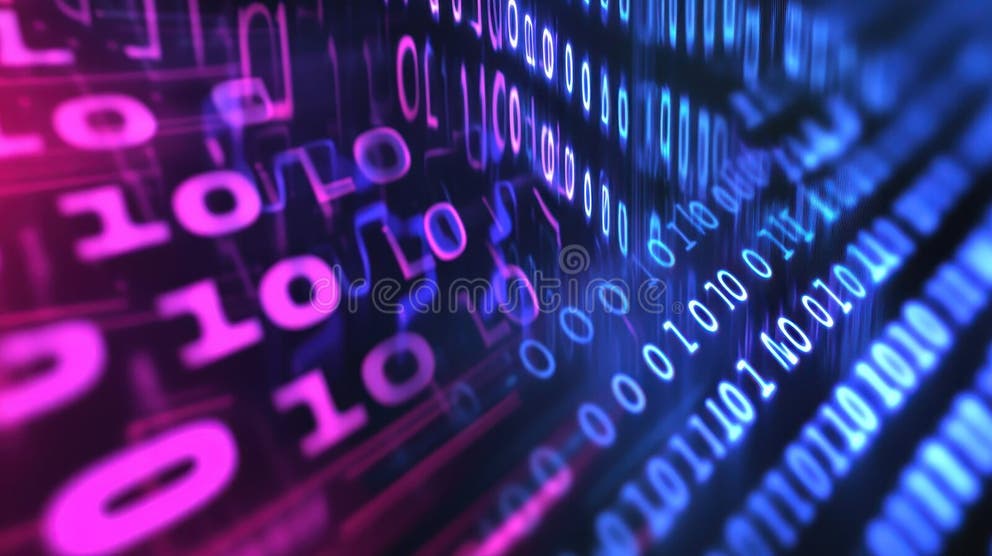 Abstract Representation of Binary Code in Vibrant Colors, Symbolizing Digital Technology Stock ...