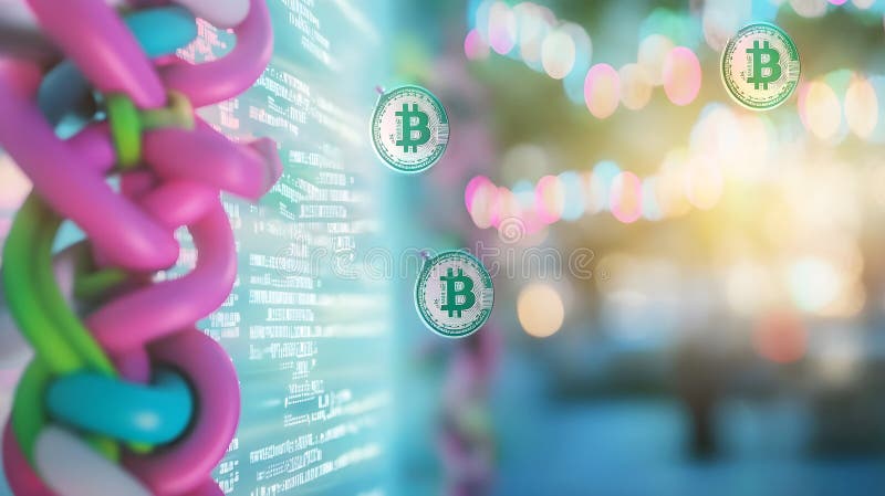 Abstract Representation of Blockchain Technology with Colorful Chains ...