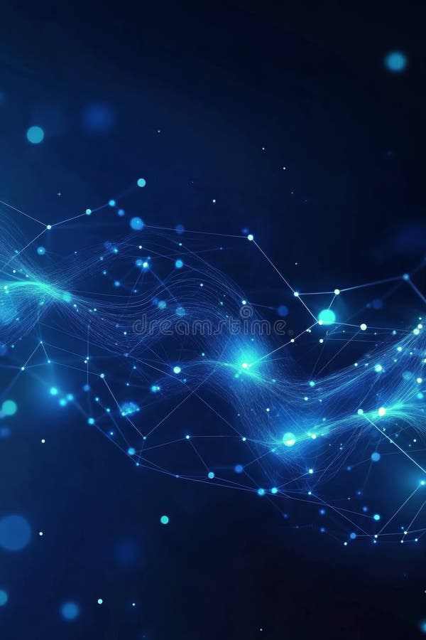 Abstract Representation of a Blue Glowing Network with Connecting Nodes ...