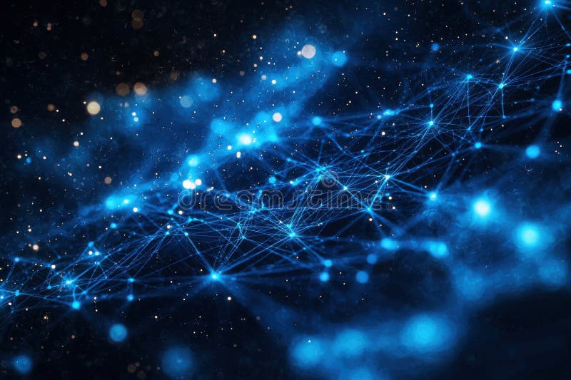 Abstract Representation of Blue Glowing Network Connecting Points and ...