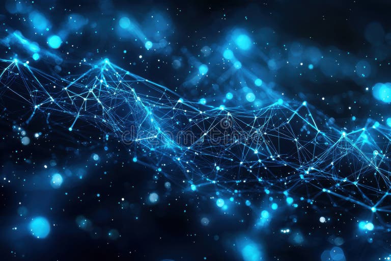 Abstract Representation of Blue Glowing Network Connecting Points and ...