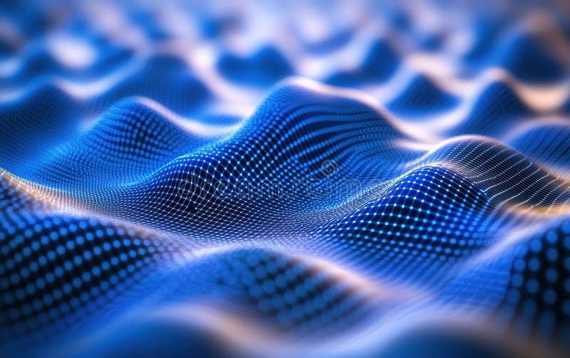 Abstract Representation of Blue Waves with a Mesh-like Surface in a ...