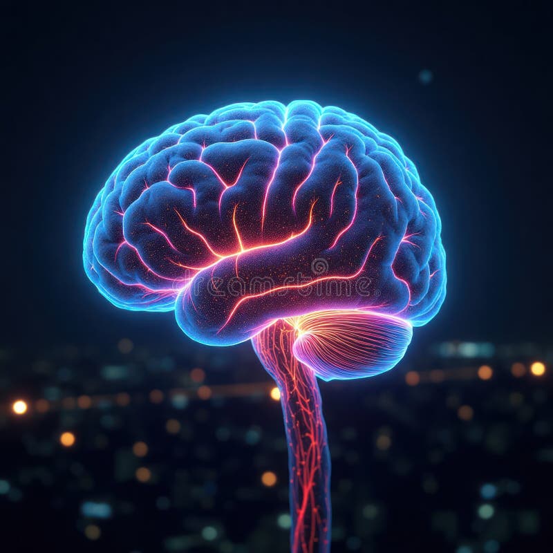 Abstract Representation of Brain Activity at Night. Vivid Colors ...