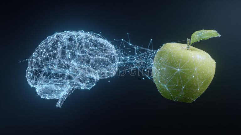 Abstract Representation of Brain and Apple Symbolizing Mind-Body ...