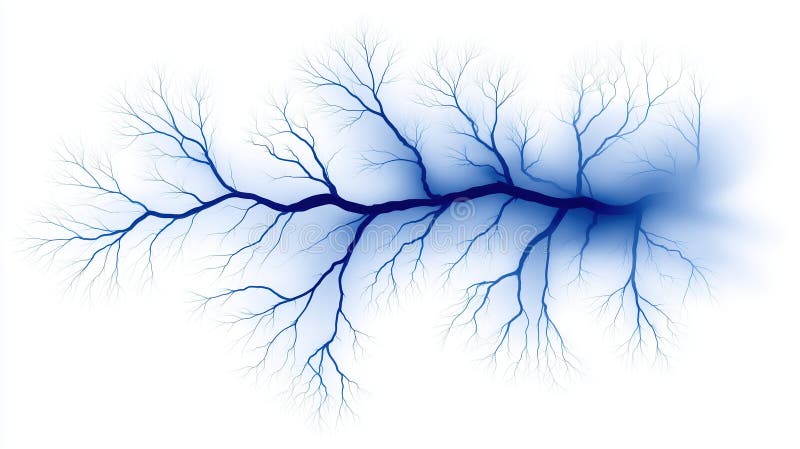 Fractal River System Branching. Stylized Blue Dendritic Structure on ...