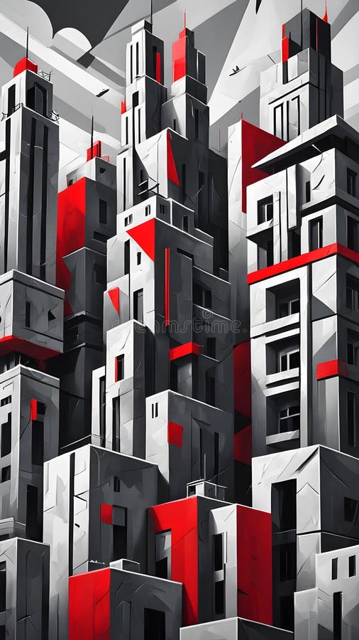 Abstract Representation of the Buildings of a War Zone, Cubist Style ...