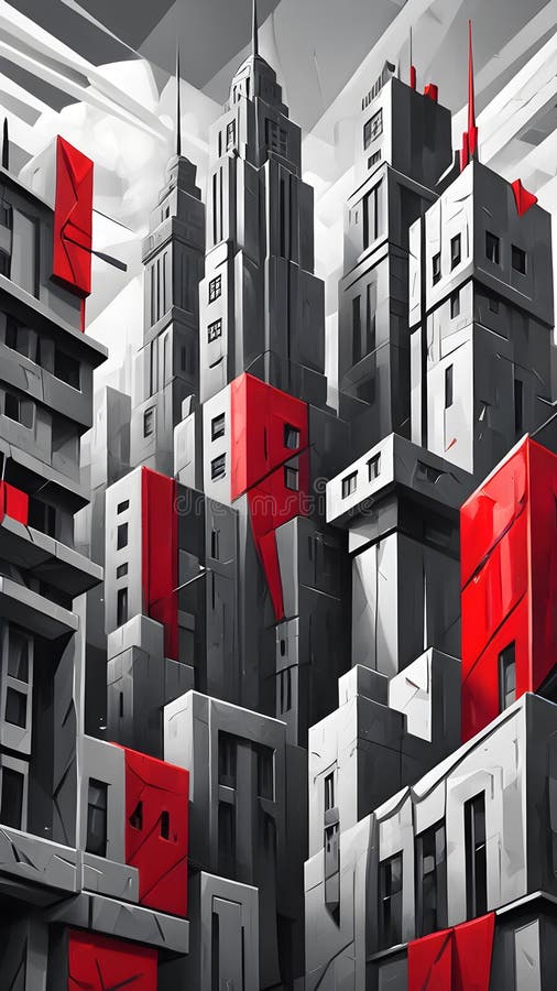 Abstract Representation of the Buildings of a War Zone, Cubist Style ...