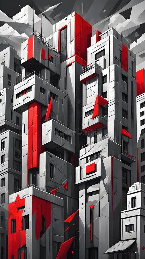 Abstract Representation of the Buildings of a War Zone, Cubist Style ...