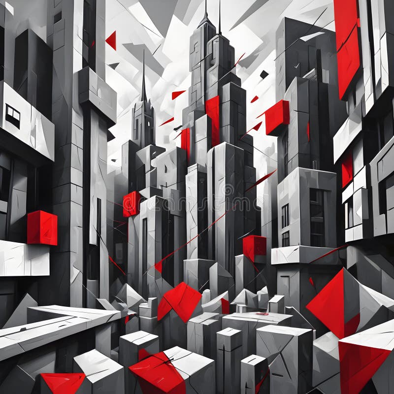 Abstract Representation of the Buildings of a War Zone, Cubist Style ...