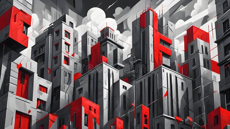 Abstract Representation of the Buildings of a War Zone, Cubist Style ...