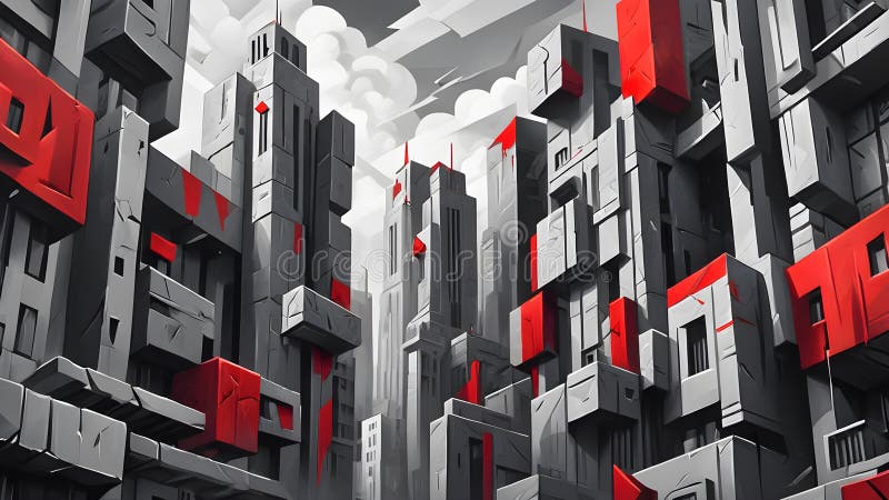 Abstract Representation of the Buildings of a War Zone, Cubist Style ...