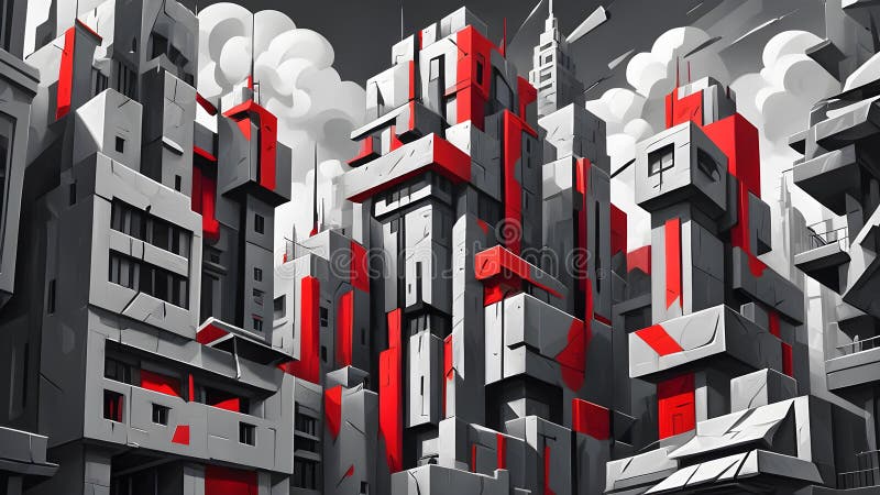 Abstract Representation of the Buildings of a War Zone, Cubist Style ...