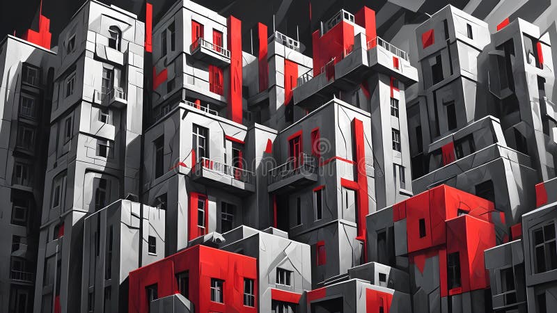 Abstract Representation of the Buildings of a War Zone, Cubist Style ...