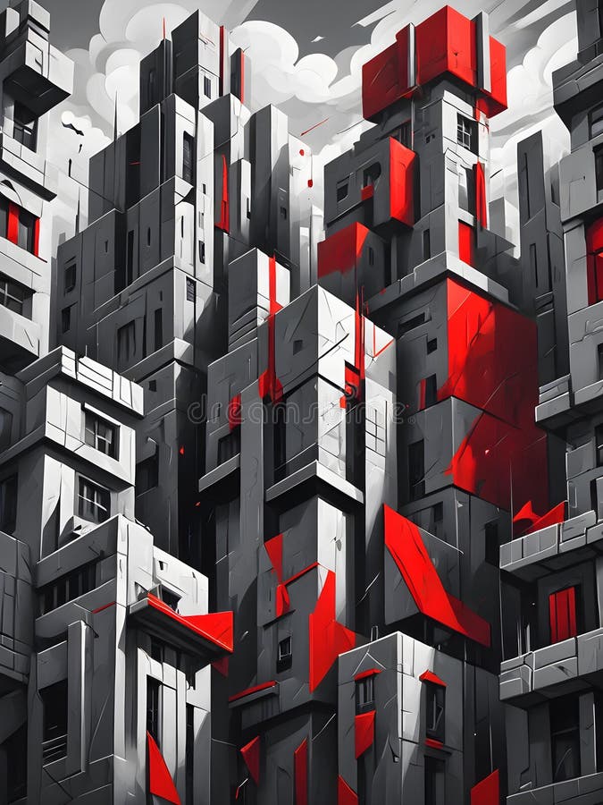 Abstract Representation of the Buildings of a War Zone, Cubist Style ...