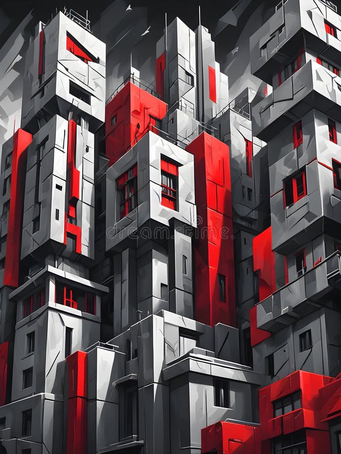 Abstract Representation of the Buildings of a War Zone, Cubist Style ...