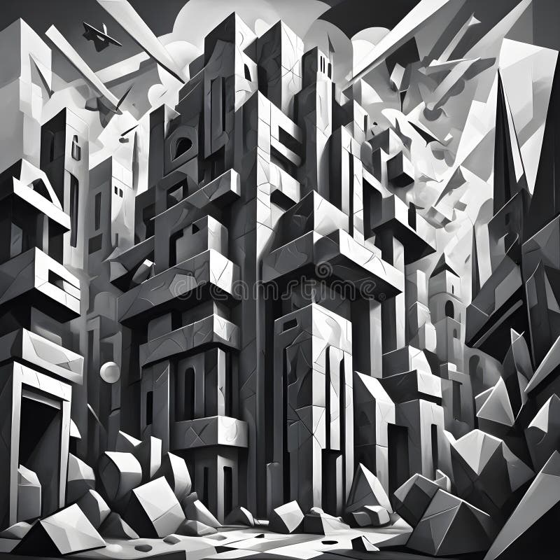 Abstract Representation of the Buildings of a War Zone, Cubist Style ...