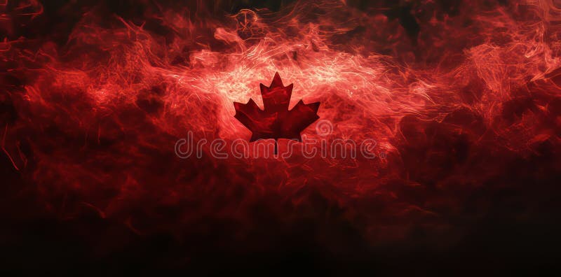 An Abstract Representation of the Canadian Flag with Smoke, Set Against ...
