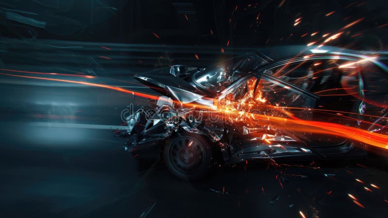 Abstract Car Crash with Motion Blur and Light Effects Stock Photo ...