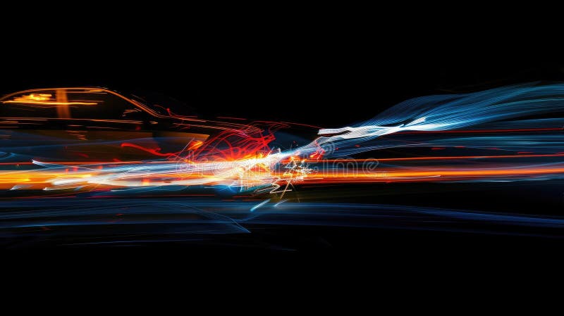 Abstract Car Crash with Motion Blur and Light Effects Stock Image ...
