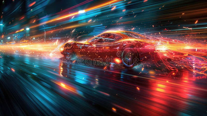 Abstract Car Crash with Motion Blur and Light Effects Stock Photo ...