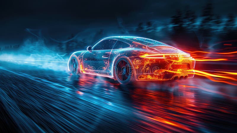 Abstract Car Crash with Motion Blur and Light Effects Stock Image ...