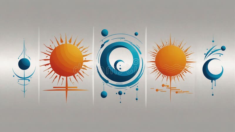Abstract Representation of Celestial Bodies: Sun, Moon, and Planetary ...