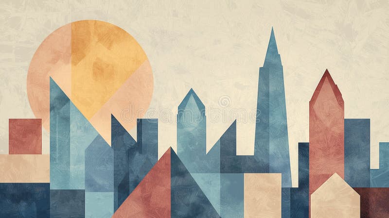 AI Generated. an Abstract Representation of a City Skyline Composed of ...