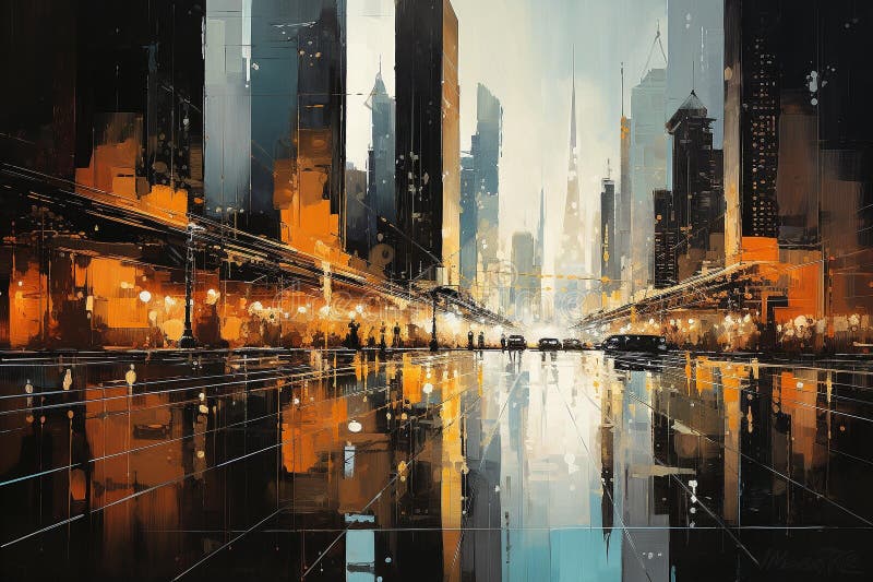 An Abstract Representation of a Cityscape or Urban Scene, with a Focus ...