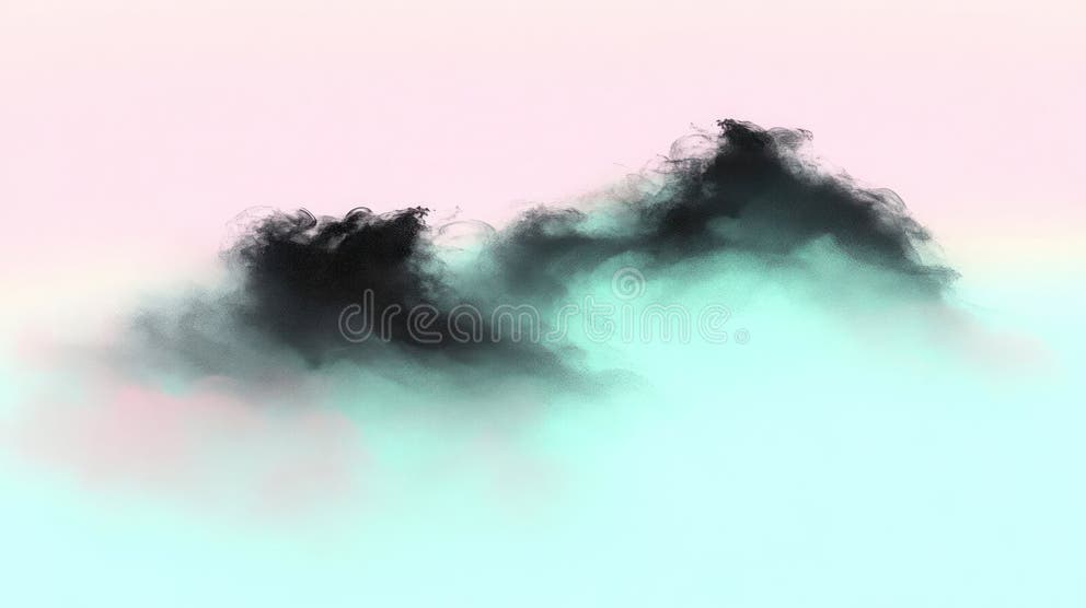 Abstract Black Ink Clouds on Pastel Background Stock Illustration ...