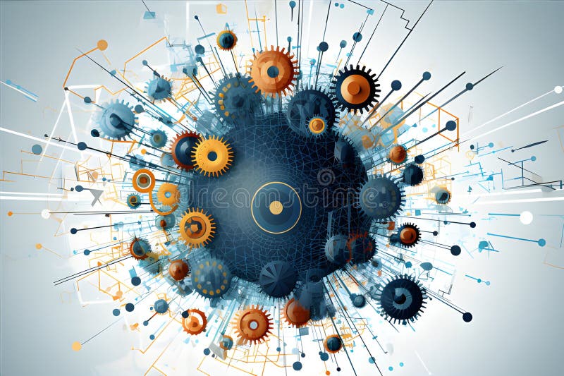 Abstracts Representation of Cogs Forming a Neural Network Illustrates ...