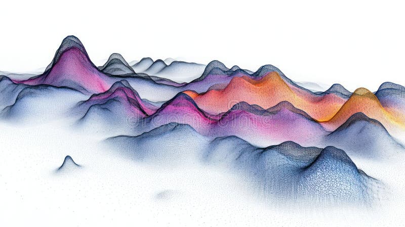 Abstract Representation of Colorful Mountain Ranges with Fluid Lines ...